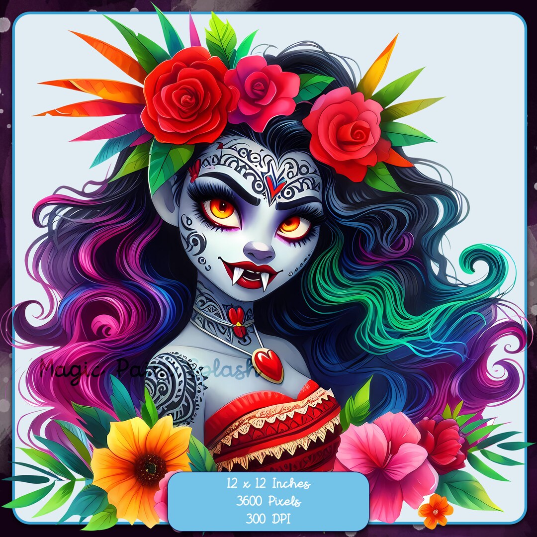 Vampire Moana PNG: Rainbow Dark Princess Clipart (digital Download ...
