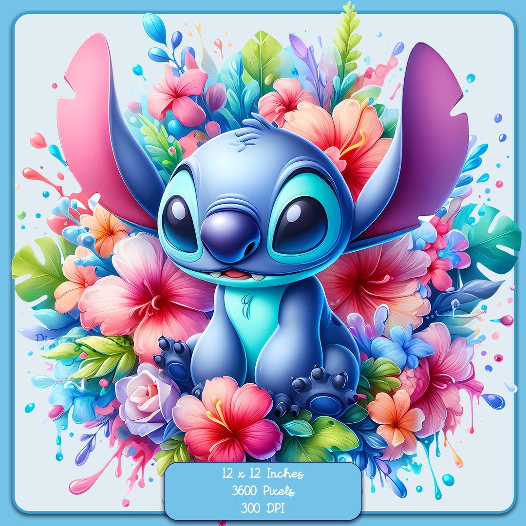 Stitch Floral Watercolor Splash, Clipart Images, Graphics and Artwork ...