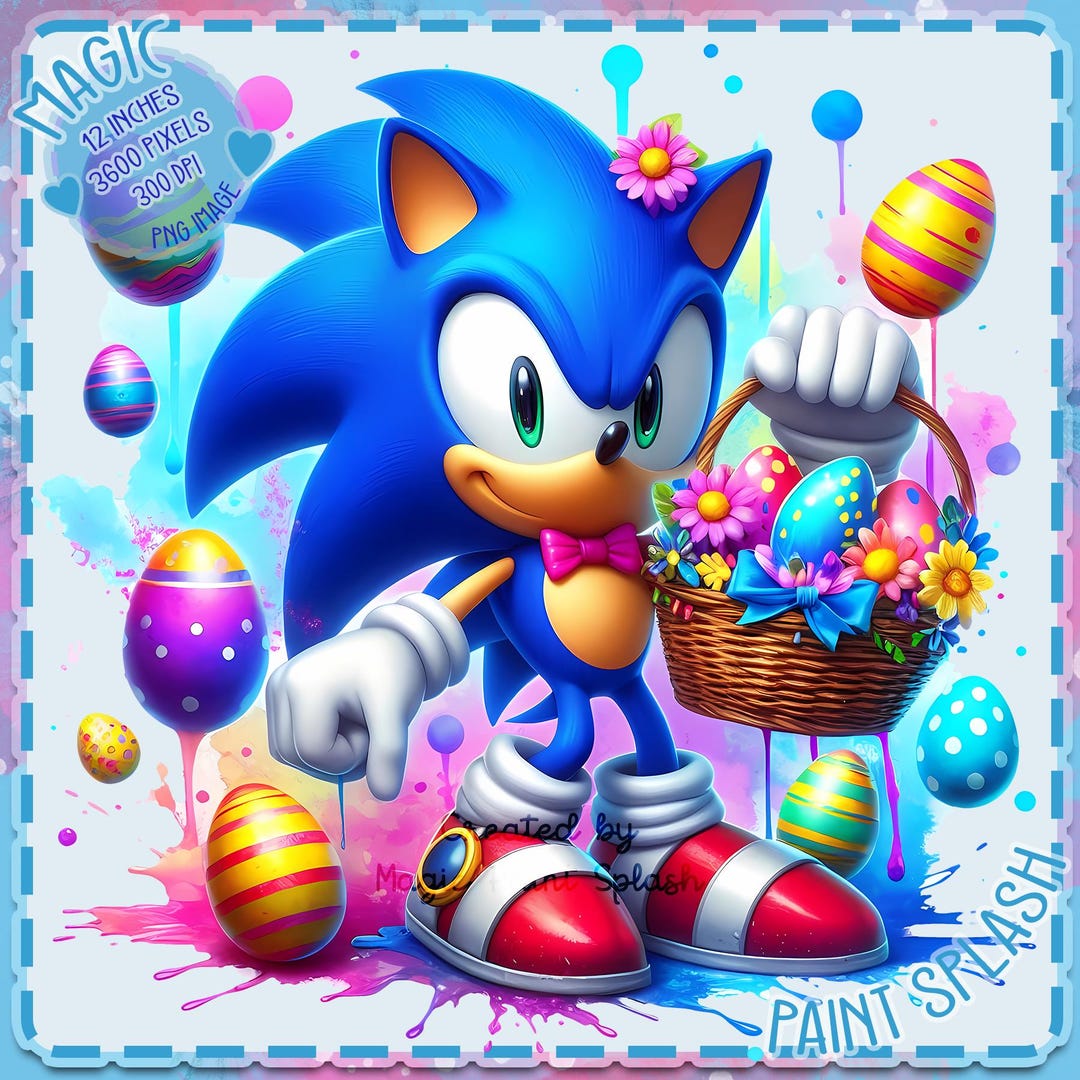 Sonic Easter Watercolor Splash, Clipart Images, Graphics and Artwork ...
