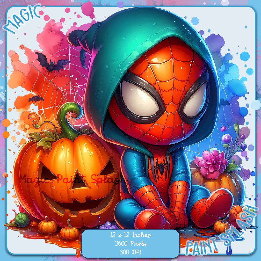 Cute Spidey Halloween, Watercolor Splash, Clipart Images, Graphics and ...