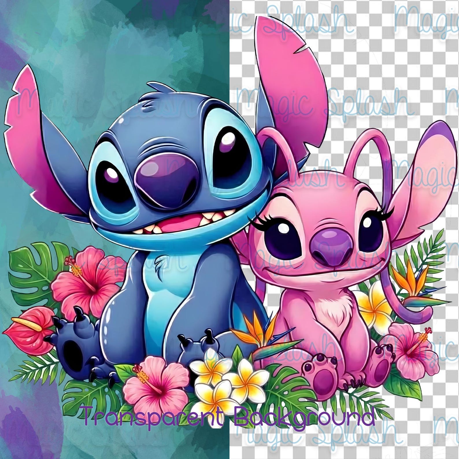 Stitch and Angel PNG Clipart, Kawaii Lilo and Stitch Couple Art for ...