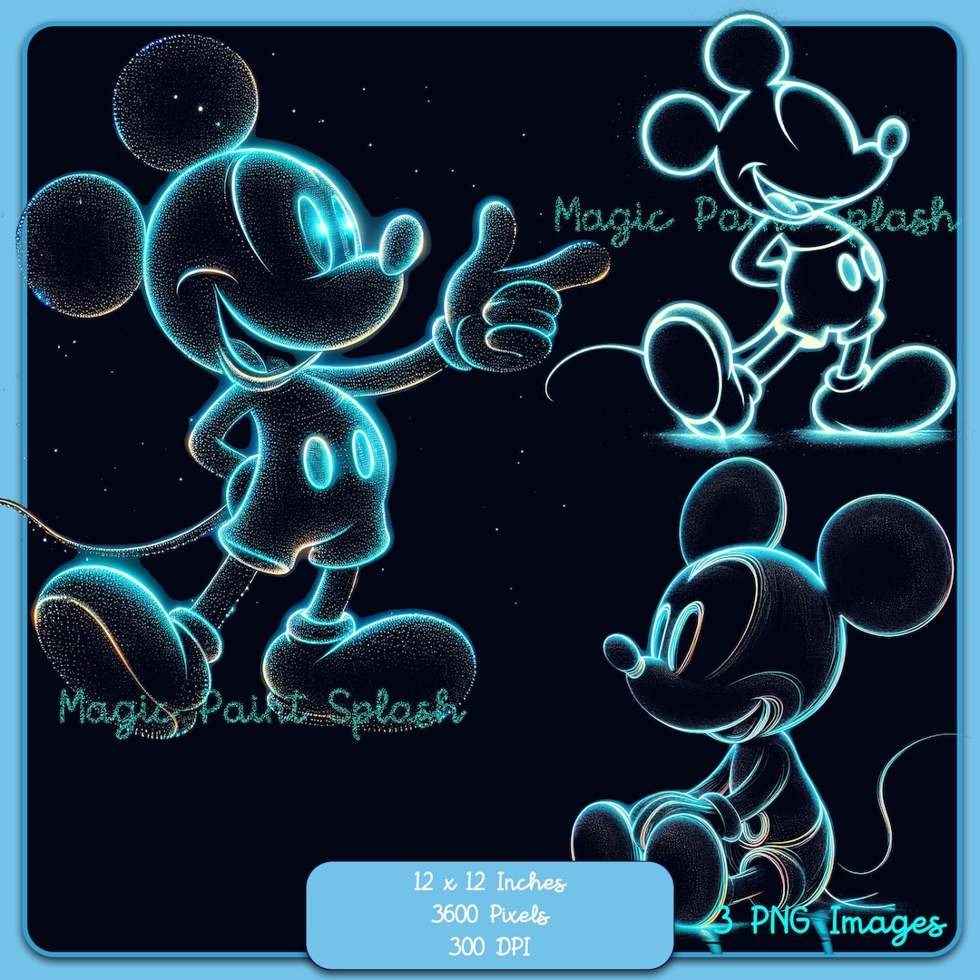 Mickey Mouse Silhouette PNG Images: Glowing Rainbow Clipart (digital ...