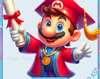 Mario Diploma Graduation Watercolor Splash, Clipart Images, Graphics ...