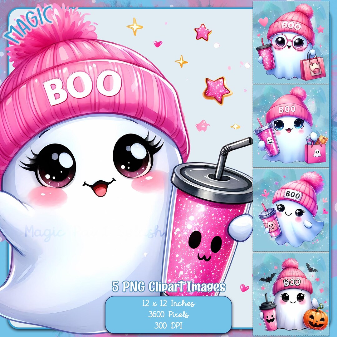 5 Cute Pink Ghost PNG Images, Clipart Images, Graphics and Artwork ...