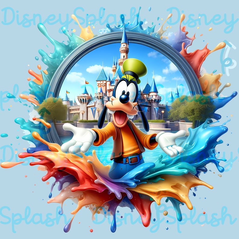 Goofy Disneyland PNG: Rainbow Watercolor Splash (digital Download) - Etsy