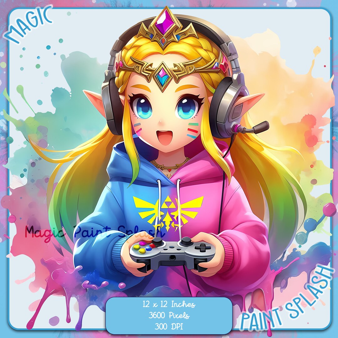 Zelda Gamer Watercolor Splash, Clipart Images, Graphics and Artwork ...