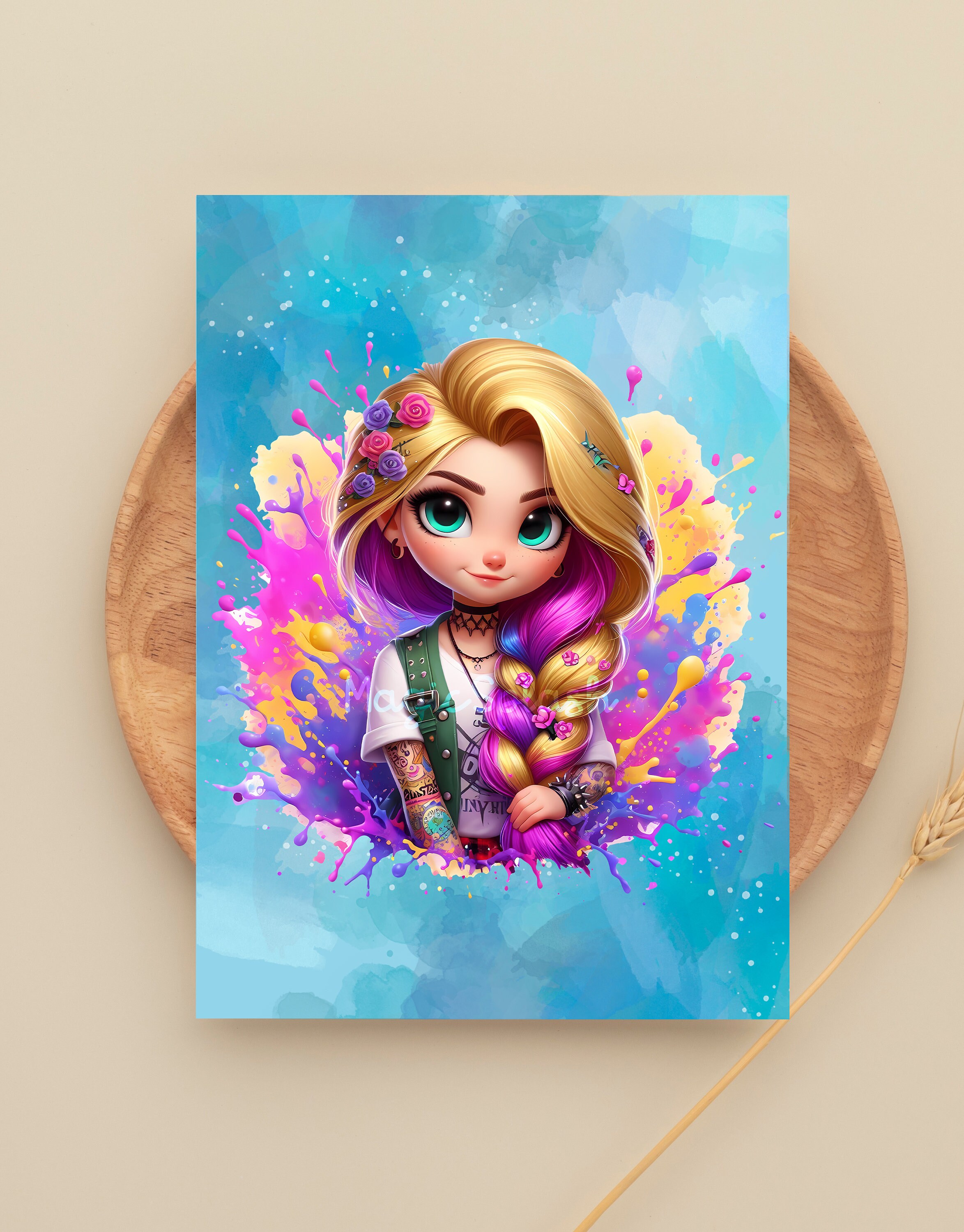 Rapunzel Punk Rock Watercolor Splash, Clipart Images, Graphics and ...