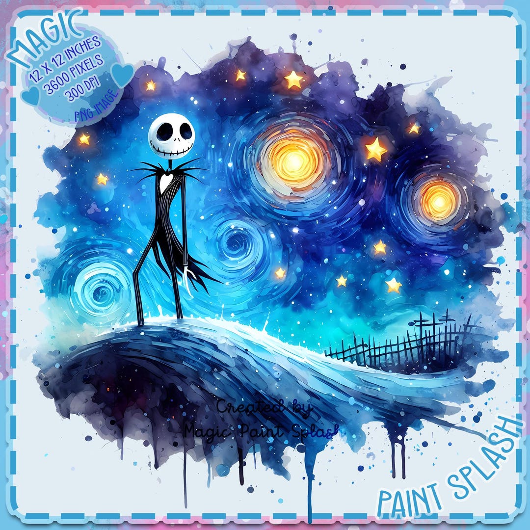 Jack's Starry Night Watercolor PNG: Nightmare King Art (digital ...