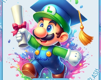 Mario Diploma Graduation Watercolor Splash, Clipart Images, Graphics ...