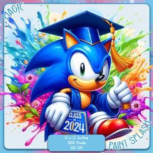 Sonic Graduation 2024 Watercolor Splash, Clipart Images, Graphics and ...