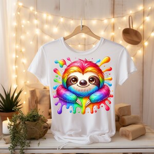 Rainbow Sloth Watercolor Splash, Clipart Images, Graphics and Artwork ...