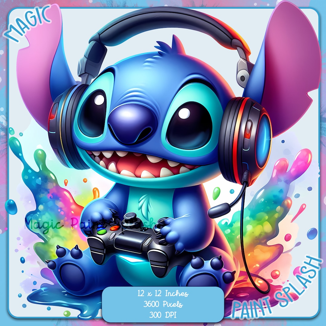 Stitch Gamer Watercolor Splash, Clipart Images, Graphics and Artwork ...