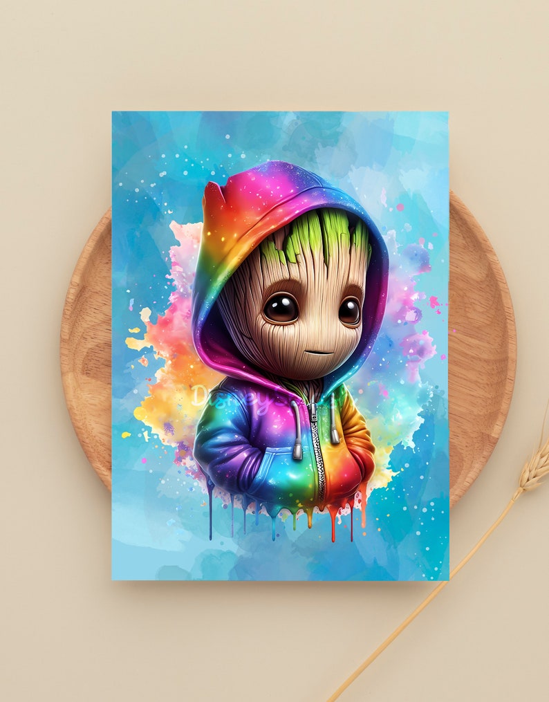 Rainbow Groot Watercolor Splash, Clipart Images, Graphics and Artwork ...