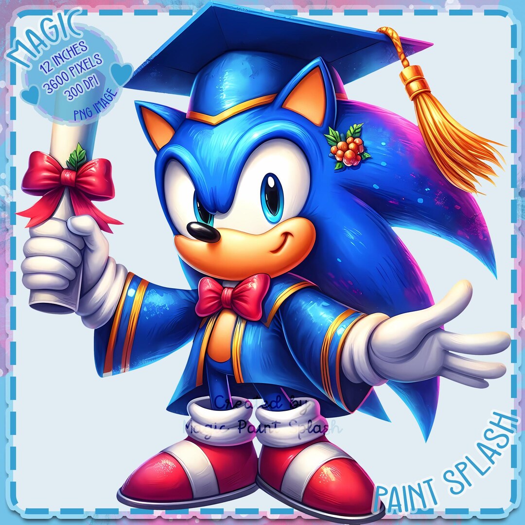 Sonic Graduation PNG Image, Cartoon Clipart (digital Download) - Etsy