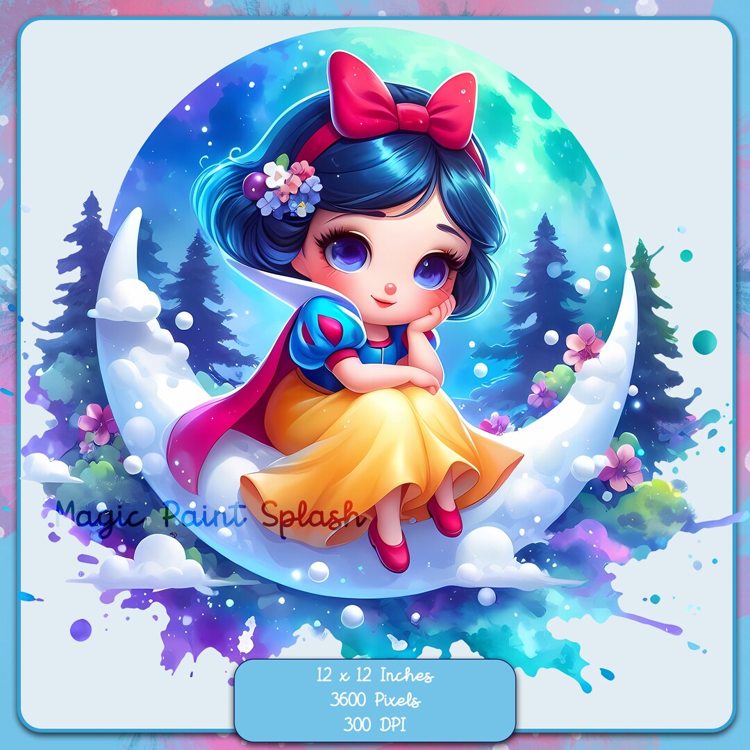Snow White Moon Watercolor Splash, Clipart Images, Graphics and Artwork ...