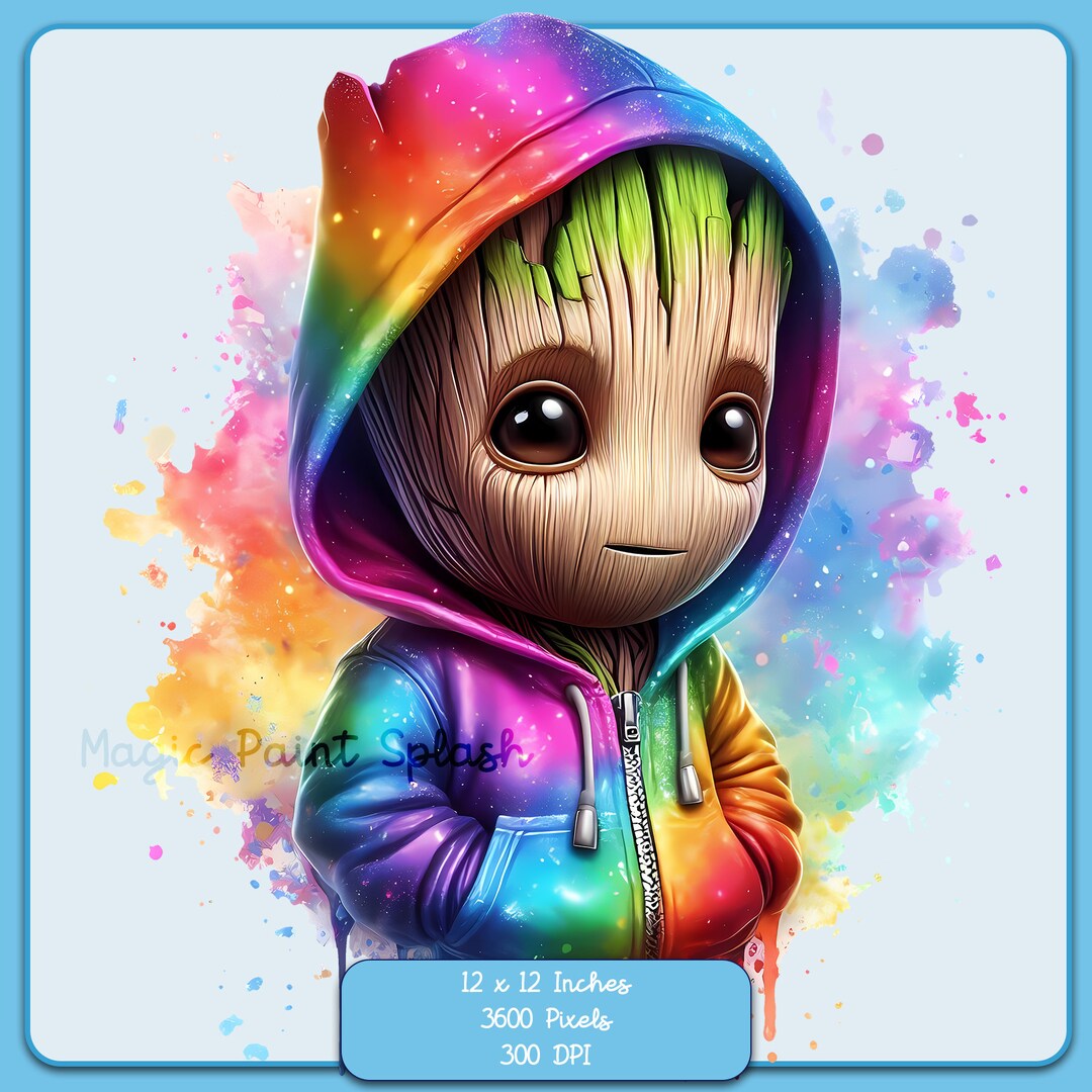 Rainbow Groot Watercolor Splash, Clipart Images, Graphics and Artwork ...