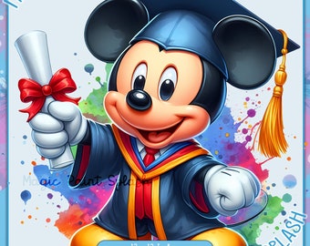 Mickey Mouse Diploma Watercolor Splash, Mickey Mouse Graduation ...