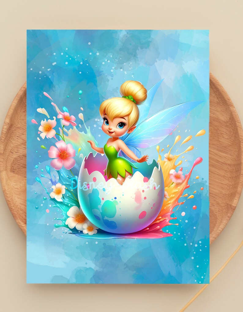 Tinkerbell Easter Egg Clipart: Watercolor Splash PNG (digital Download ...