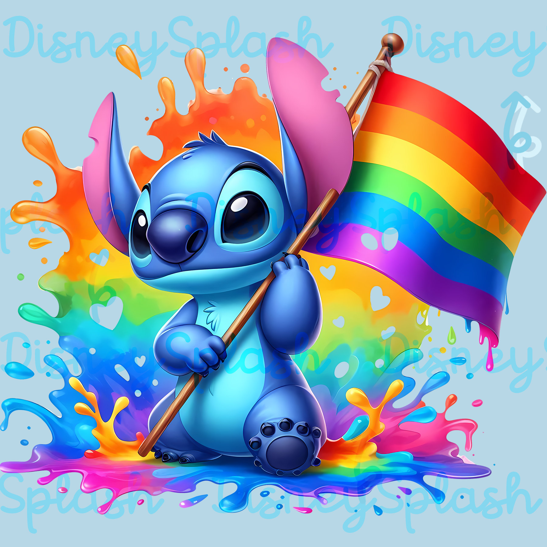 Stitch Pride Flag Watercolor Splash PNG: Rainbow Art (digital Download ...