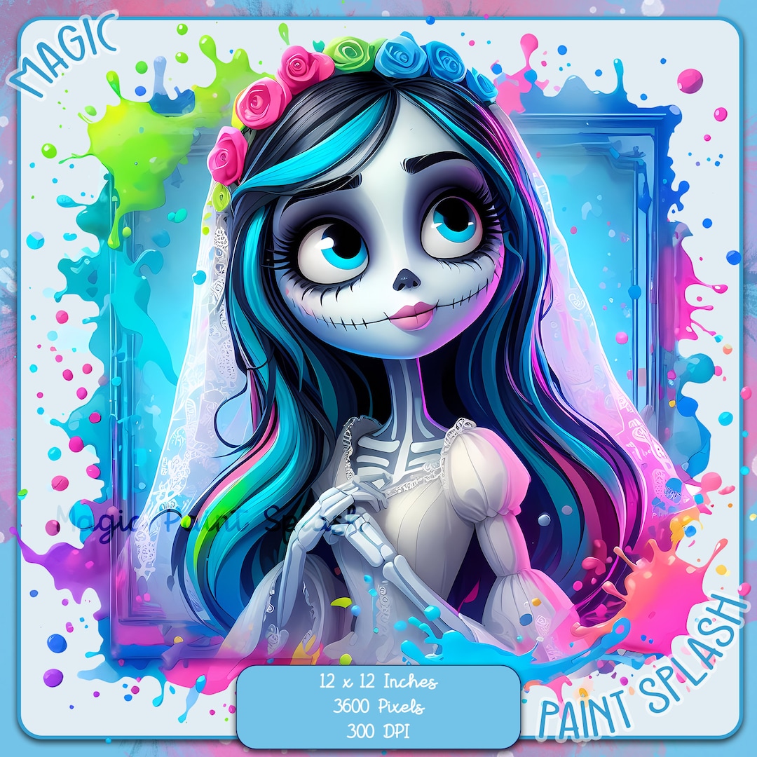 Corpse Bride Clipart: Emily Watercolor Splash PNG (digital Download) - Etsy