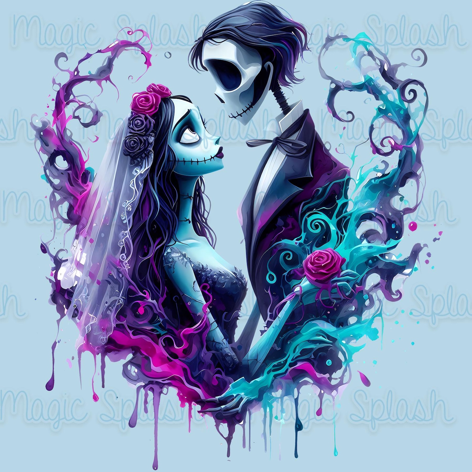 Corpse Bride Watercolor Clipart, Gothic Romance Images (PNG) - Etsy