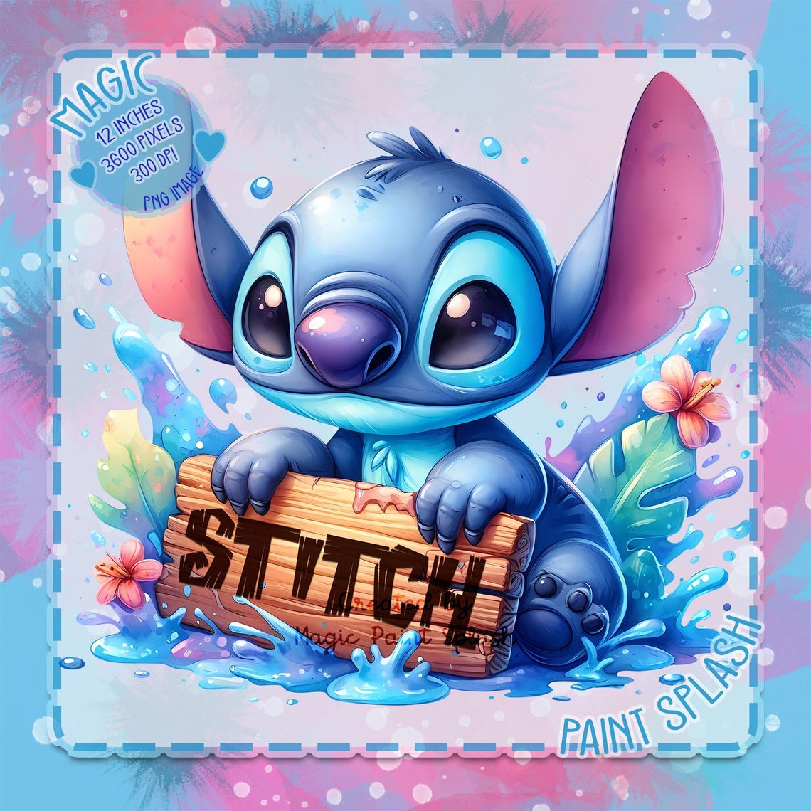 Personalized Stitch Sign: Watercolor Splash Clipart (digital Download ...