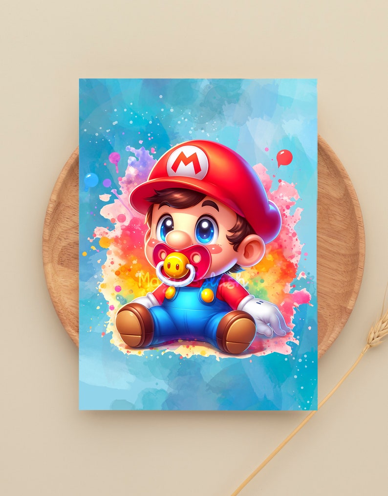 Baby Mario Watercolor Clipart: Rainbow PNG Image (digital Download) - Etsy