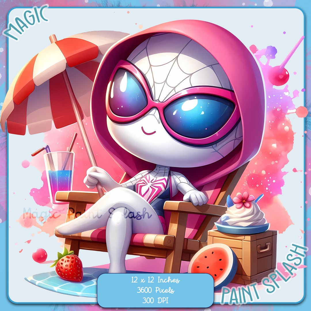Summertime Spidey Girl Watercolor Splash, Clipart Images, Graphics and ...