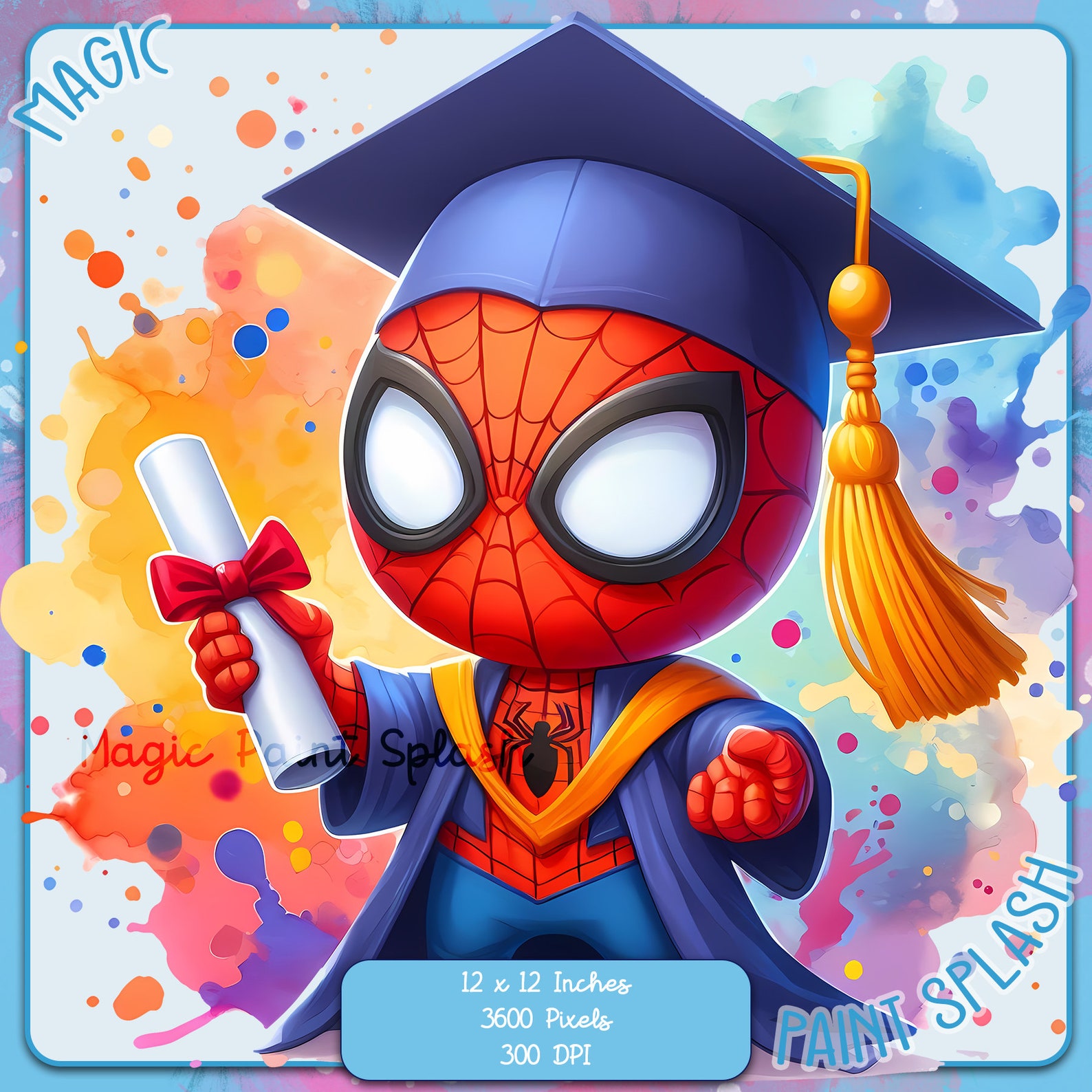 Spider-man Graduation Diploma Clipart: Watercolor Superhero PNG ...