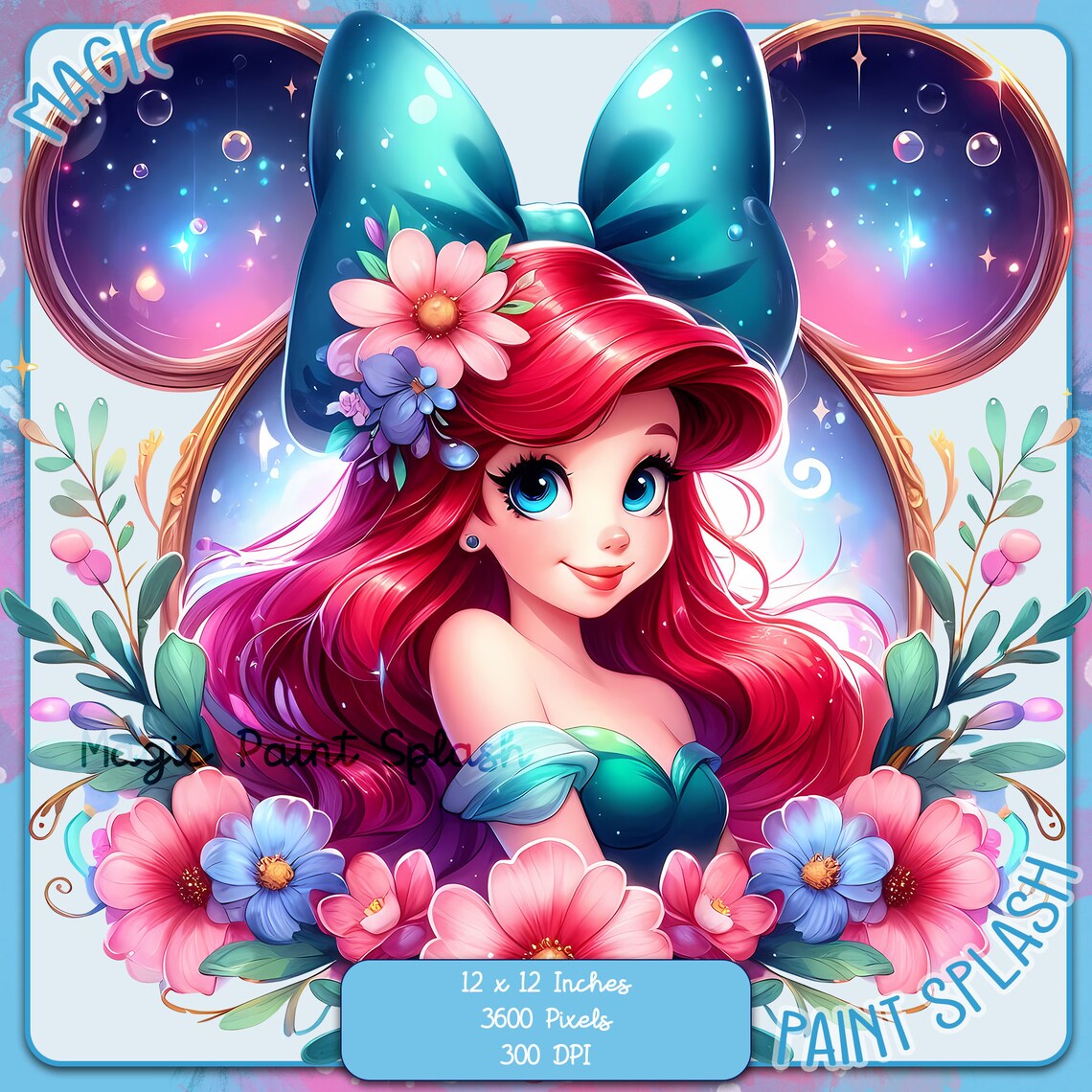 Ariel Mermaid PNG: Watercolor Splash Clipart (digital Download) - Etsy