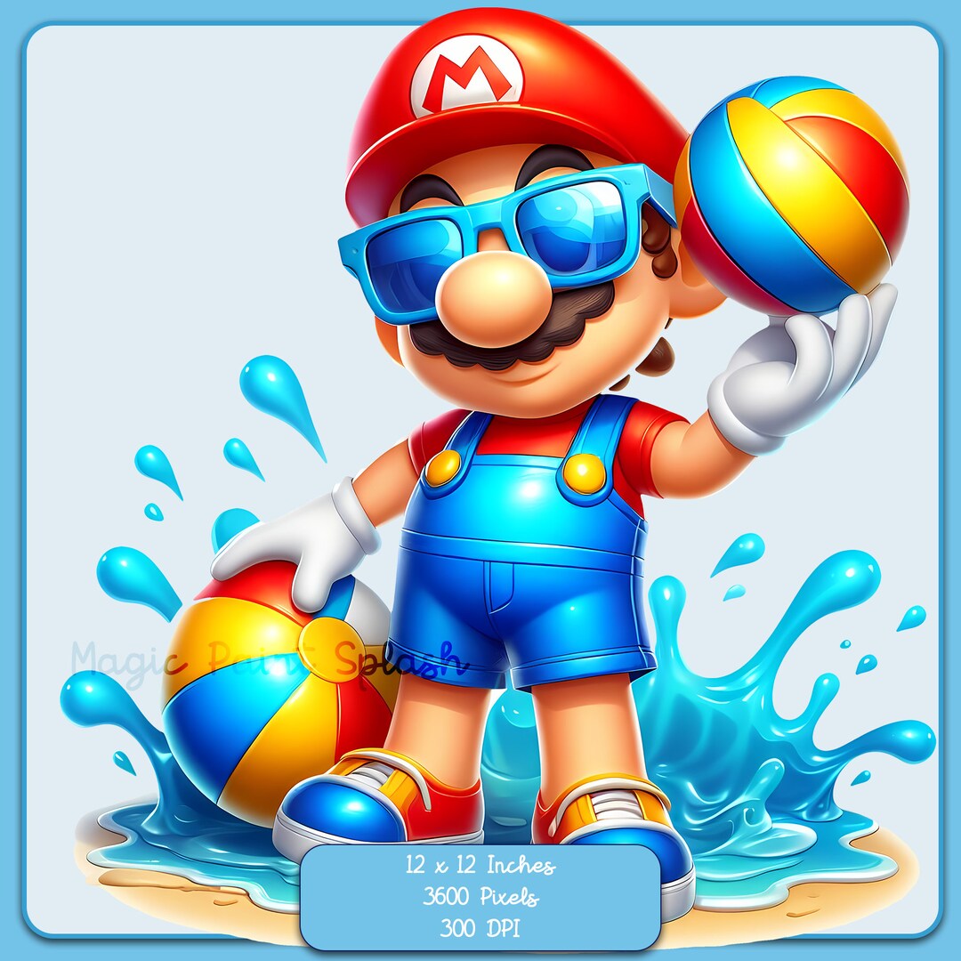 Mario Volleyball Watercolor Splash, Clipart Images, Graphics and ...