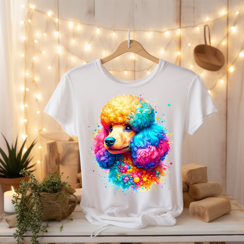 Rainbow Poodle Puppy Clipart: Watercolor Splash PNG (digital Download ...