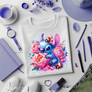 Stitch Floral W/ Peonies Watercolor Splash, Clipart Images, Graphics ...