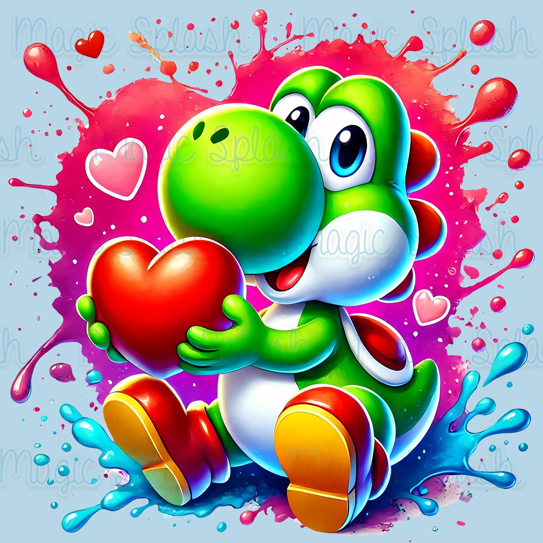 Yoshi Valentine PNG: Watercolor Dragon Clipart (digital Download) - Etsy