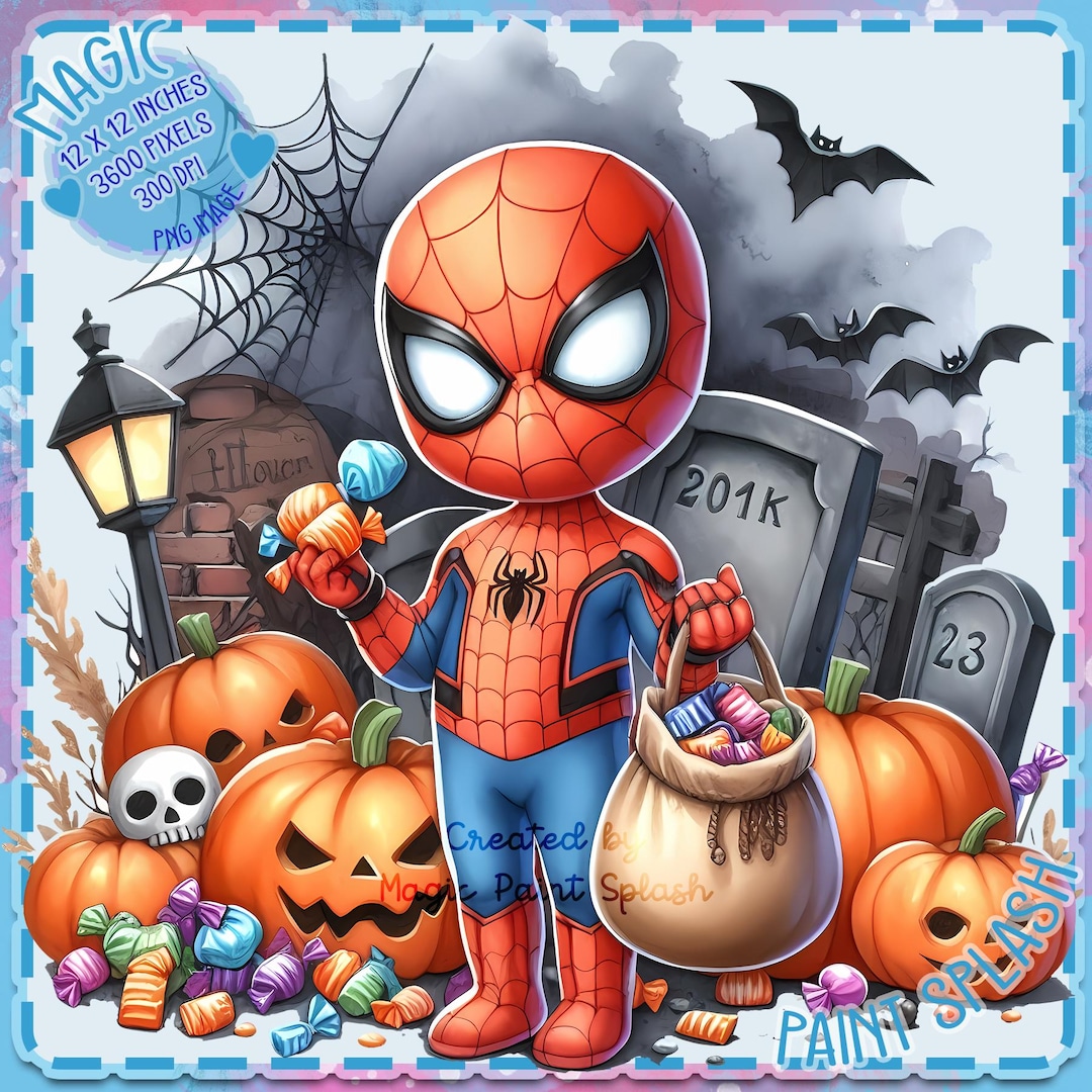 Cute Spidey Halloween, Watercolor Splash, Clipart Images, Graphics and ...