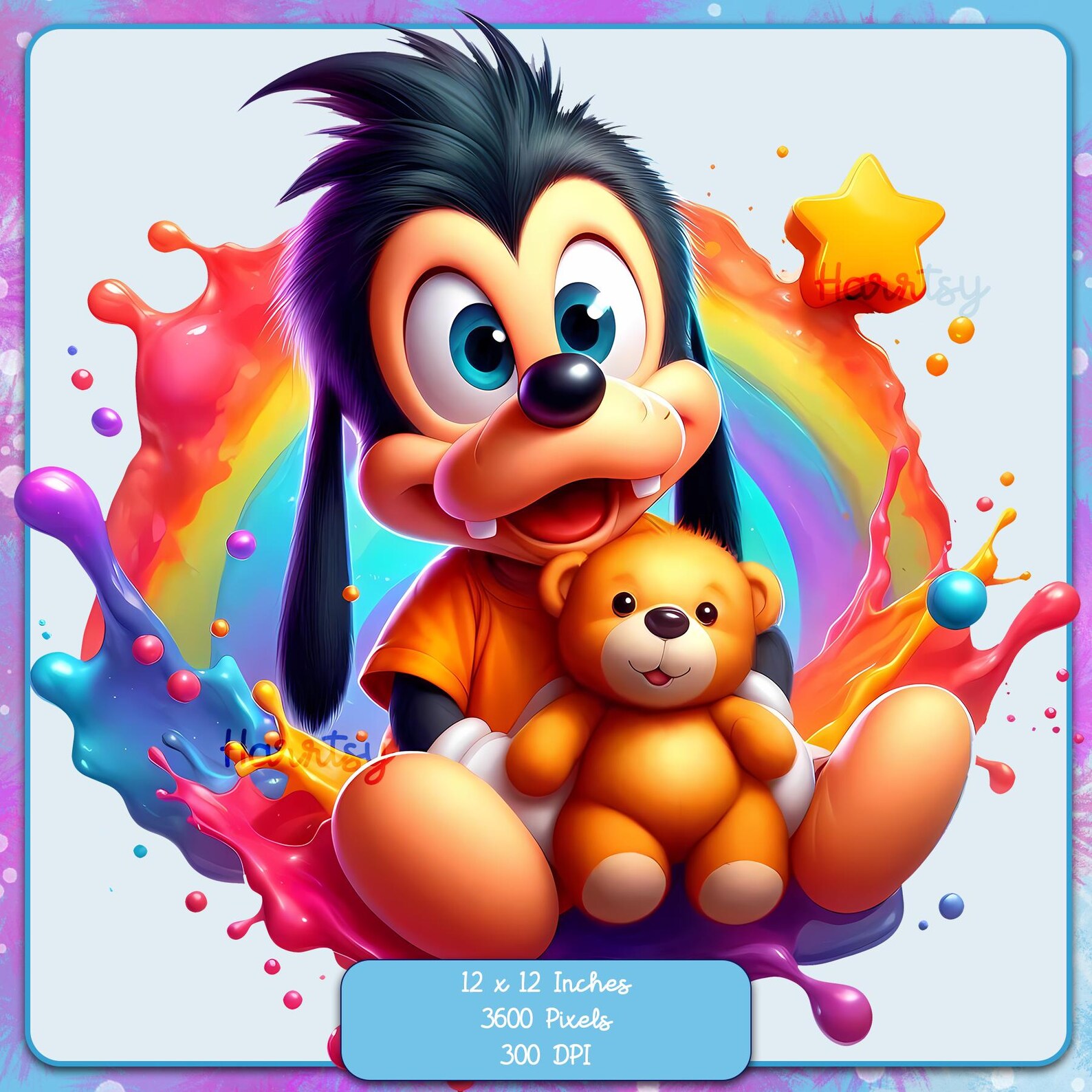 Baby Max Watercolor Splash Clipart: Rainbow Puppy PNG (digital Download ...