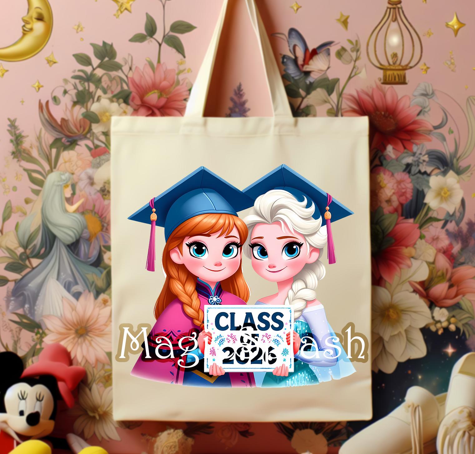 Anna and Elsa 2026 Graduation Watercolor Clipart: Rainbow Frozen PNG ...