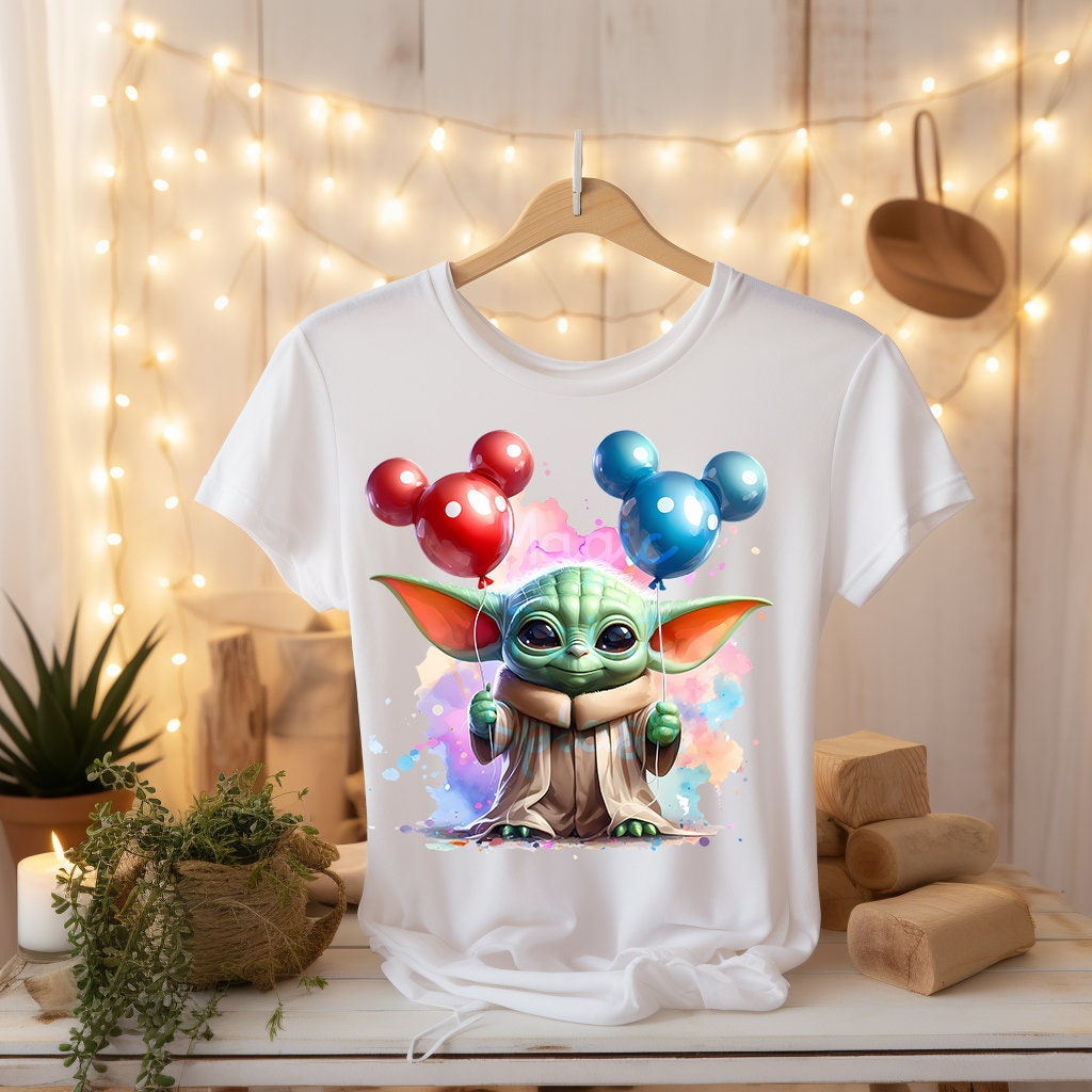 Grogu Balloons Watercolor Splash, Clipart Images, Graphics and Artwork ...