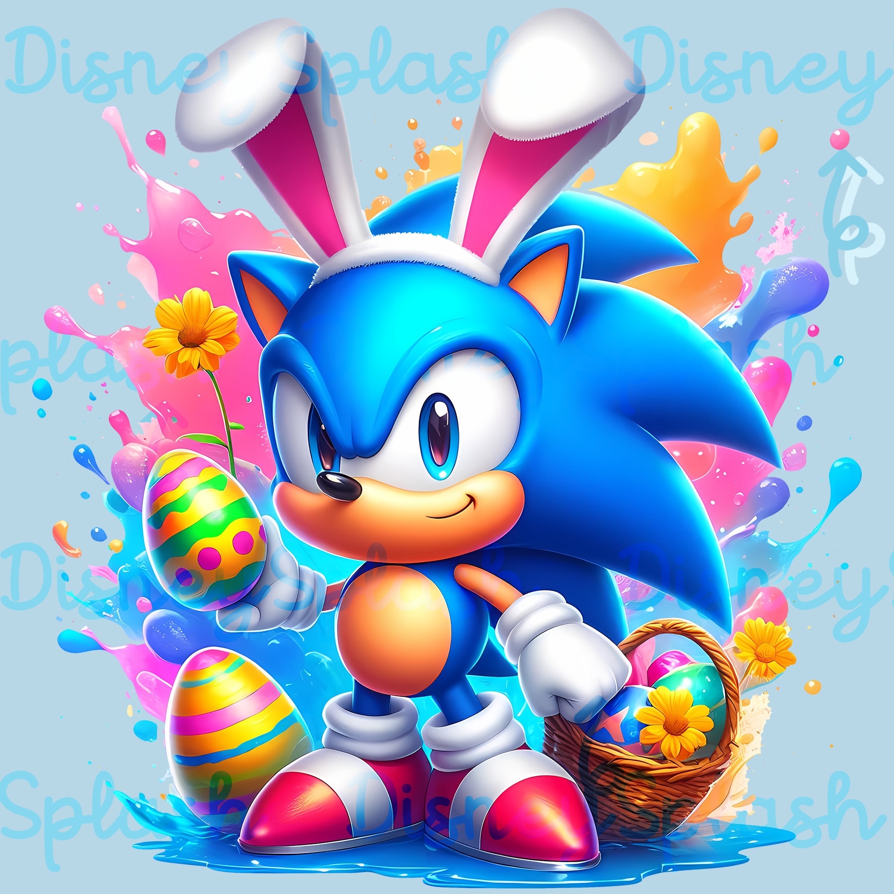 Sonic Bunny Ears Watercolor Splash Clipart Images Graphics And Artwork Rainbow Aesthetic Png