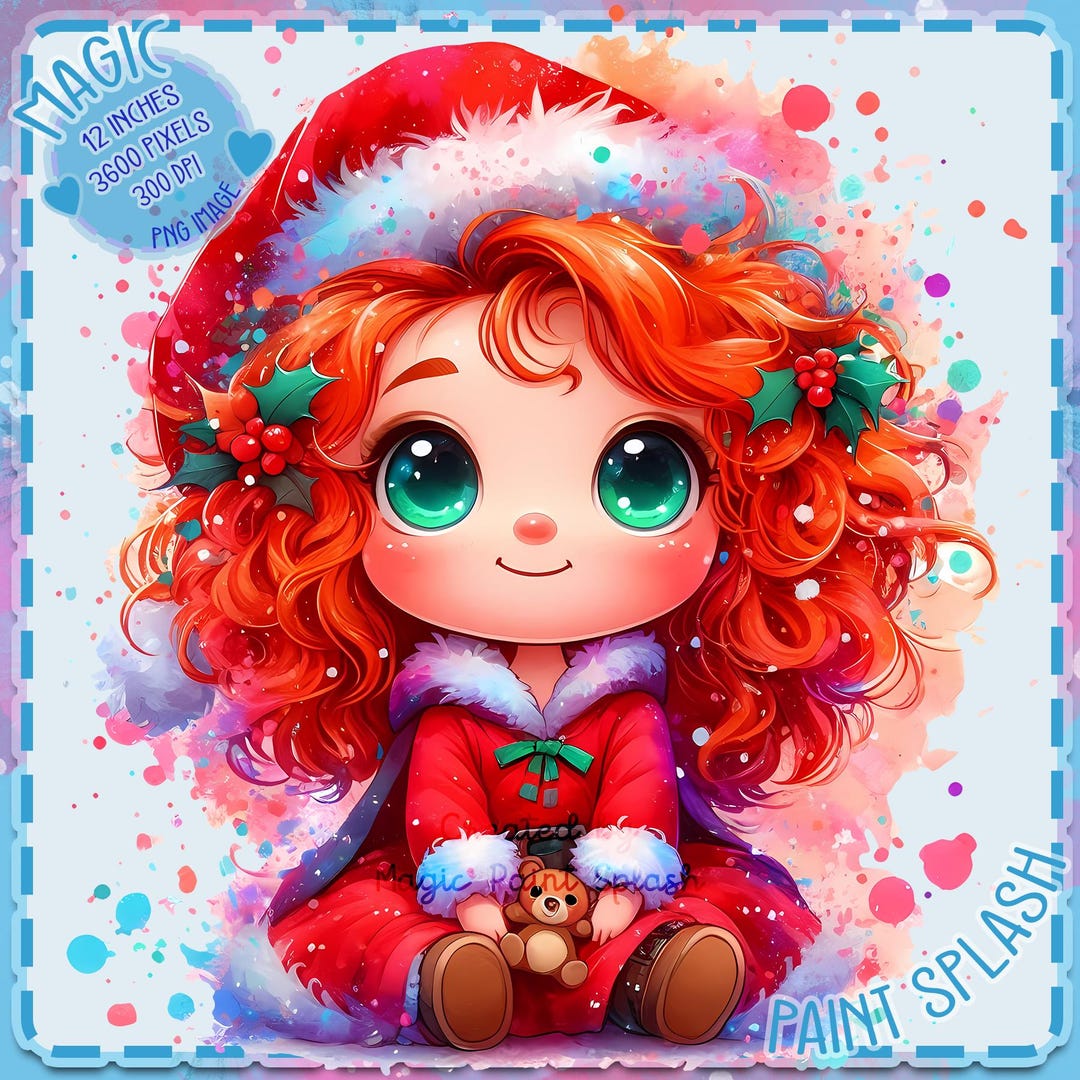Christmas Baby Merida PNG: Watercolor Holiday Clipart (digital Download ...