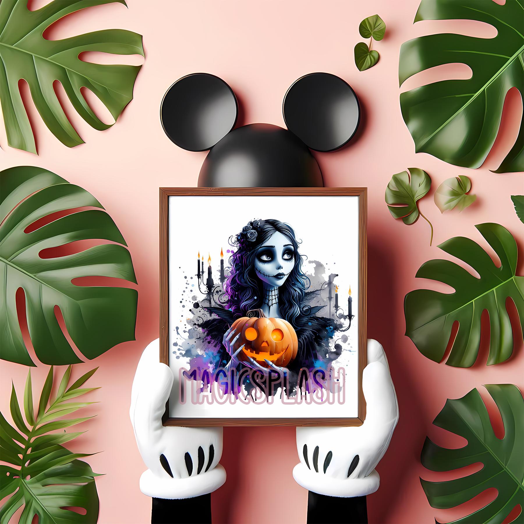Halloween Emily Corpse Bride PNG: Watercolor Pumpkin Clipart (digital ...
