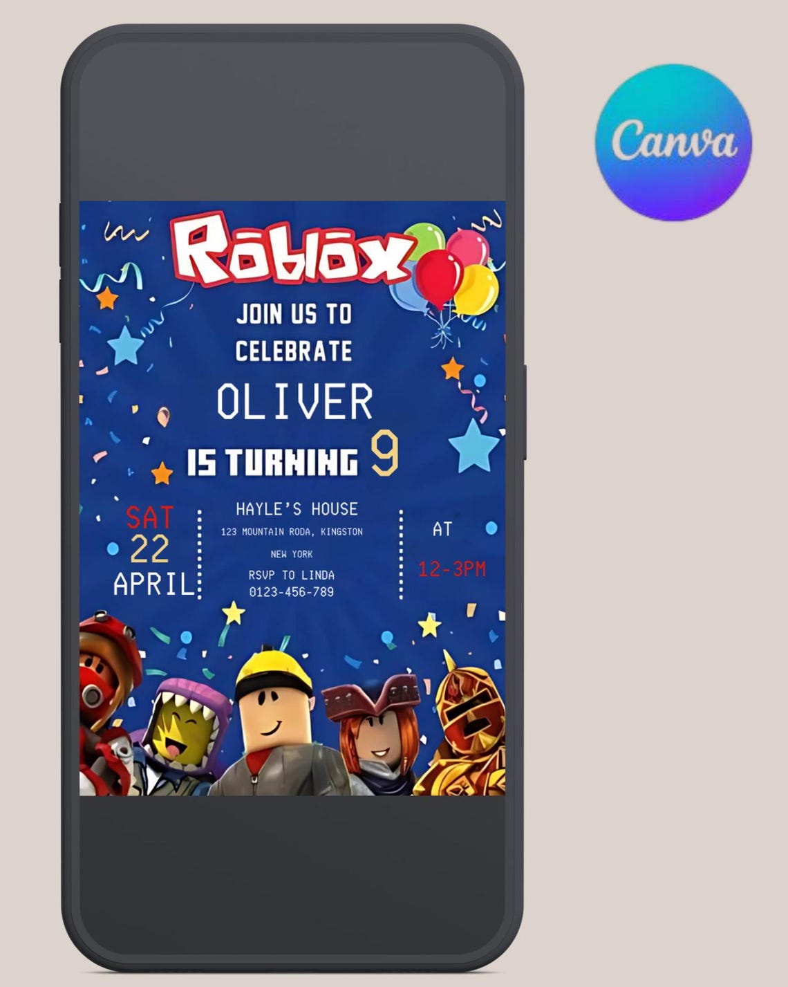 Roblox Invitation, Roblox Invite, Game Party, Roblox Boys Birthday ...