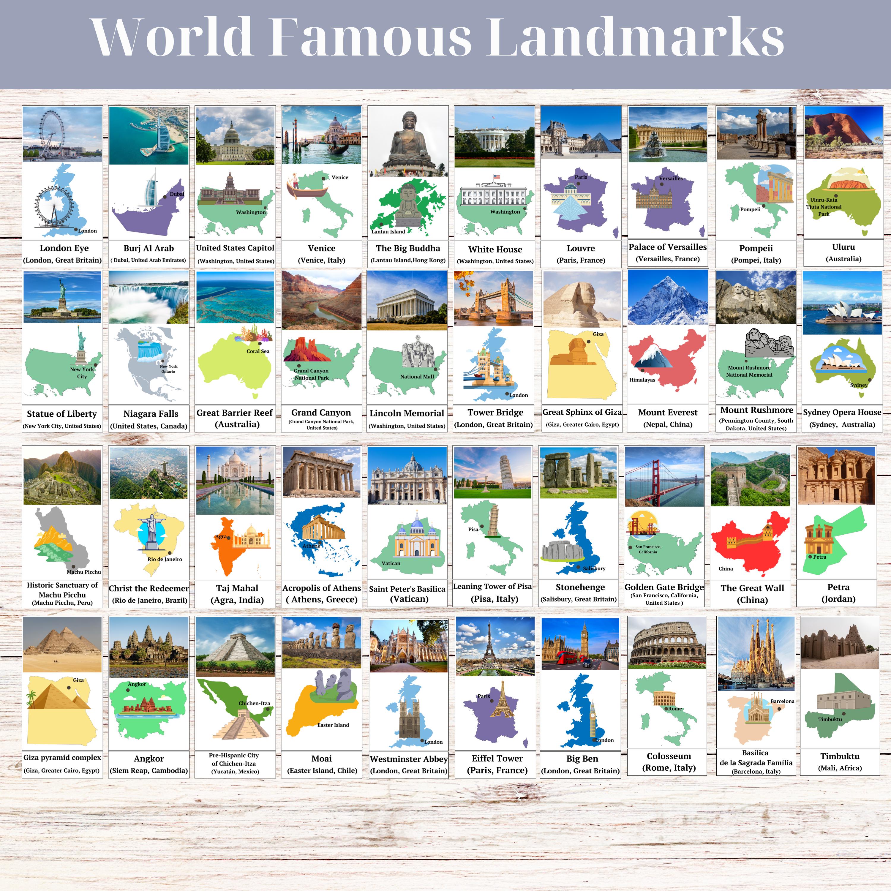 World Wonders Flashcards | World Landmark Flash Cards | Fun Geography ...
