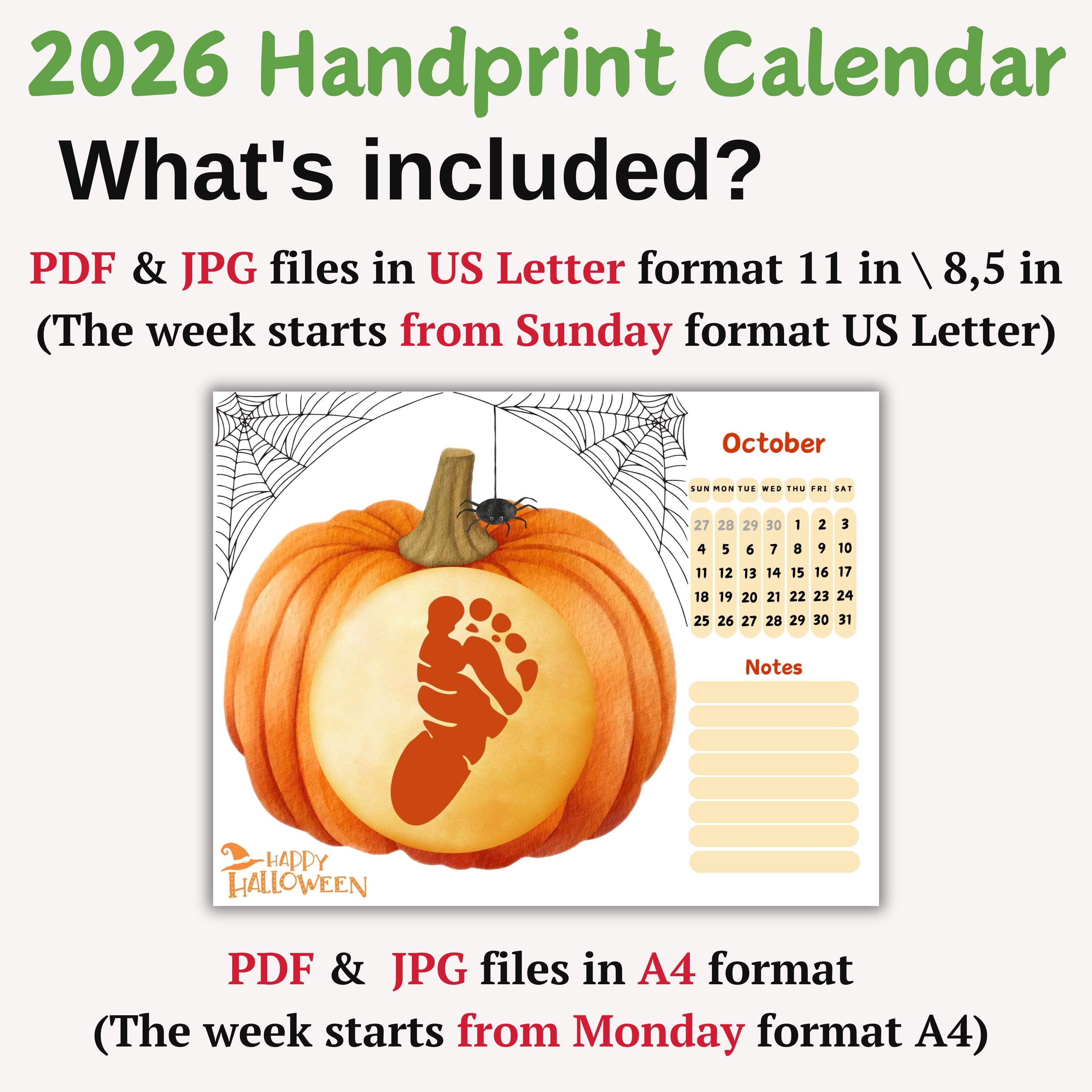 2026 Handprint Calendar: DIY Craft Keepsake (digital Download) - Etsy
