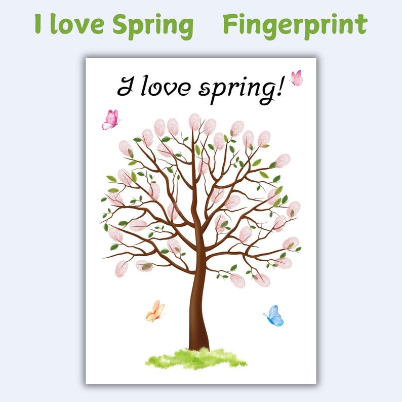 I Love Spring! – Fingerprint Template | Tree Fingerprint Art ...