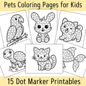 Pet Animals Dot Marker Coloring Pages | Kids Printable Activity | PDF ...