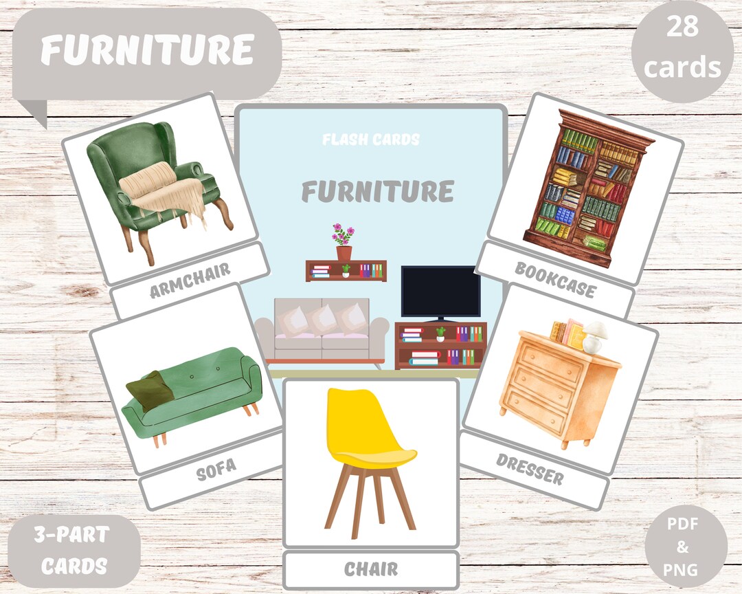 Educational Furniture Flashcards for Kids 28 Furniture Flash Cards ...