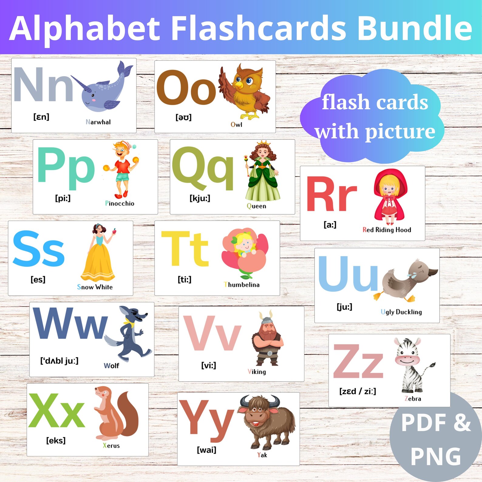 Alphabet Flashcard Bundle Phonetic Alphabet Cards Preschool ABC Flash ...