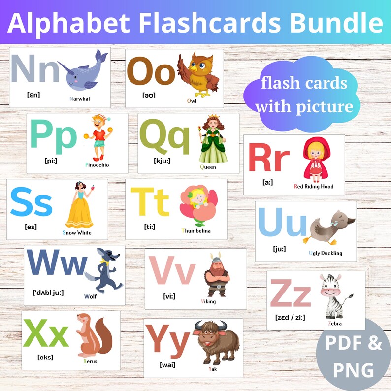 Alphabet Flashcard Bundle Phonetic Alphabet Cards Preschool ABC Flash ...