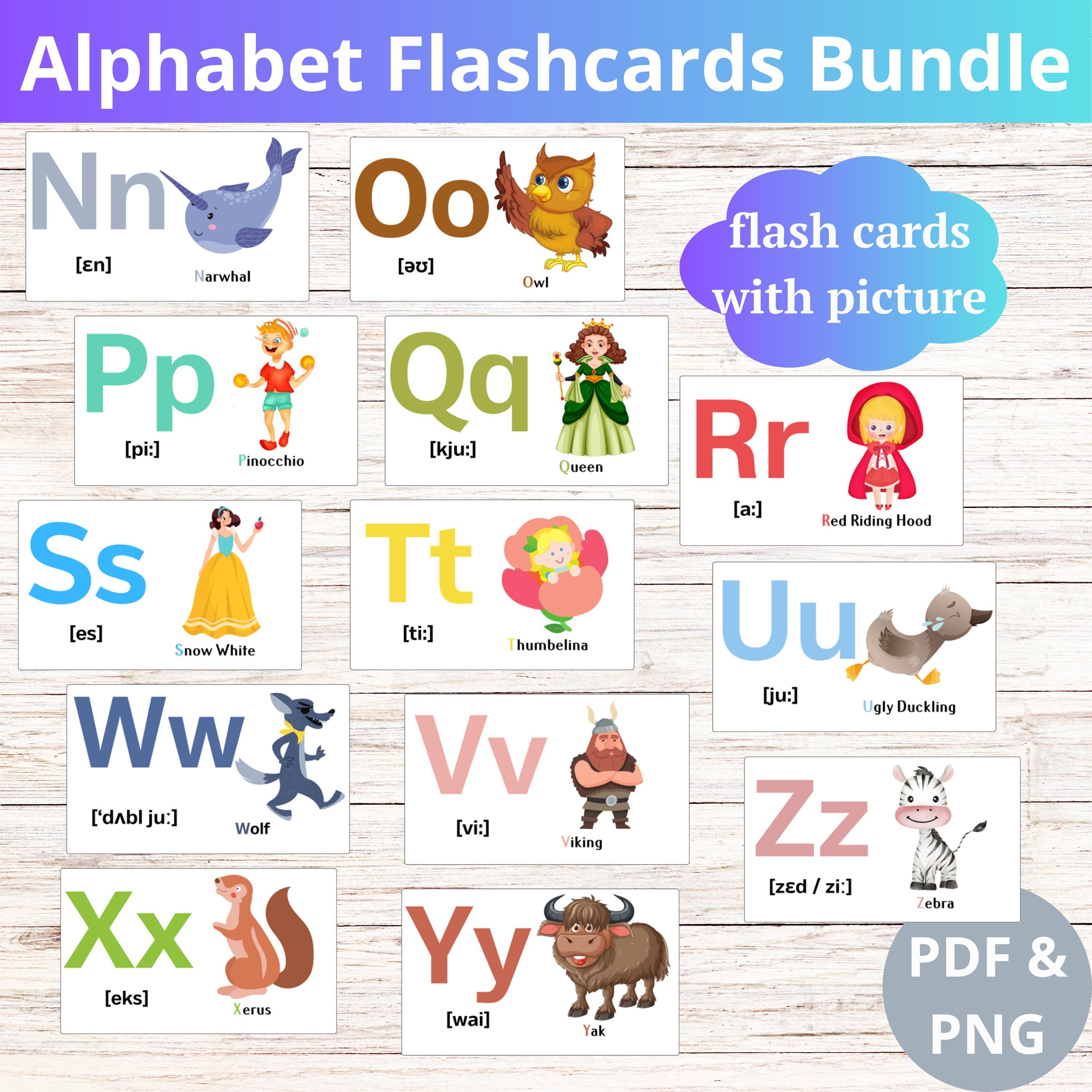 Alphabet Flashcard Bundle Phonetic Alphabet Cards Preschool ABC Flash ...